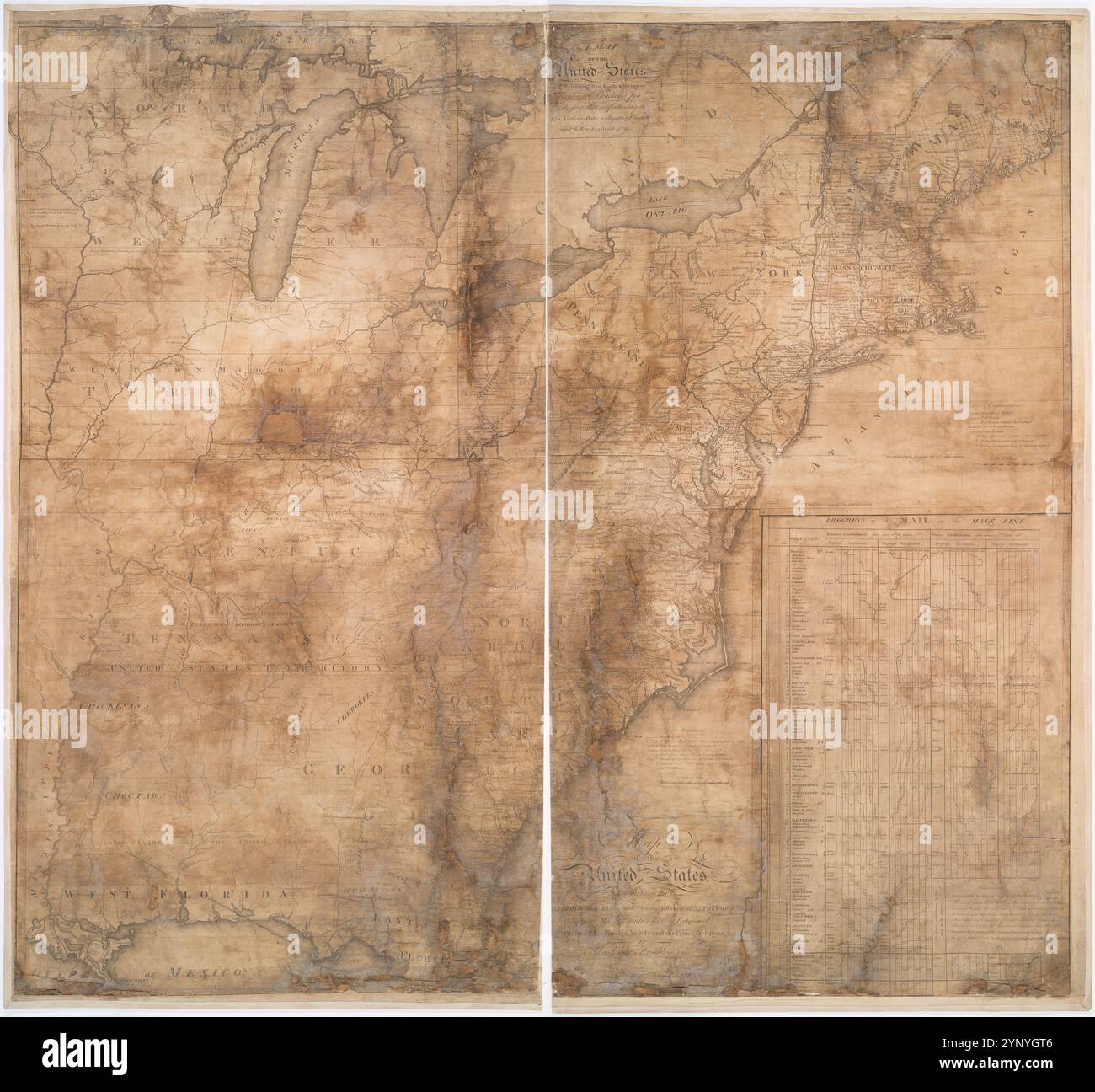 Map of the United States : exhibiting the post-roads, the situations ...