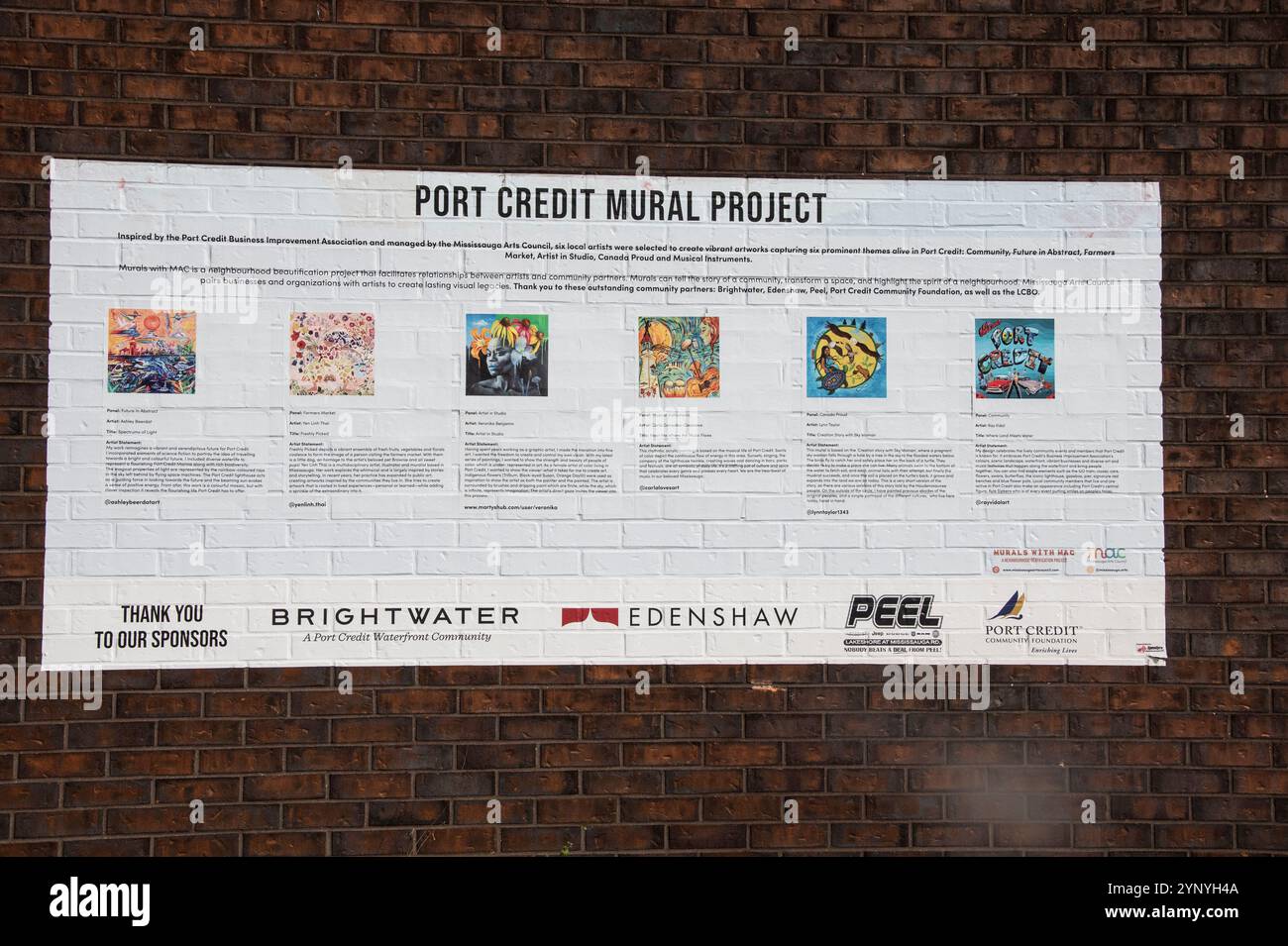 Mural project information sign at LCBO on Lakeshore Road East in Port ...