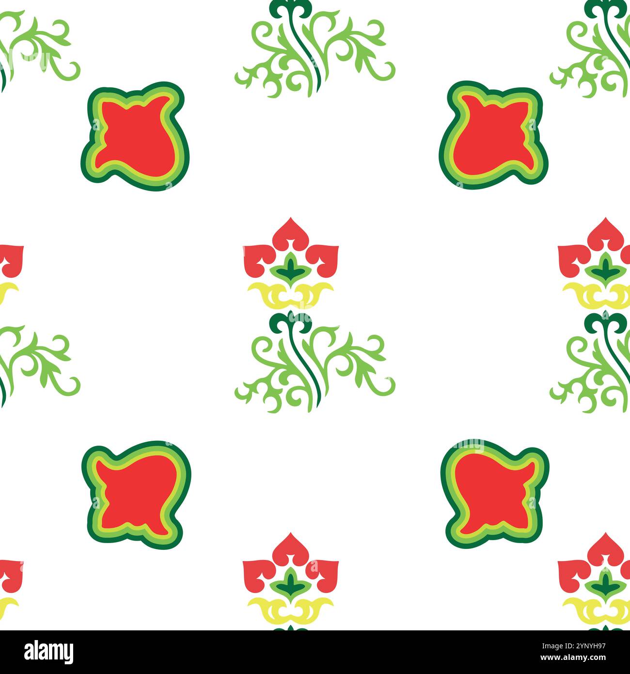 Islamic tulip, floral geometry. Tatar seamless pattern. Culture of the ...