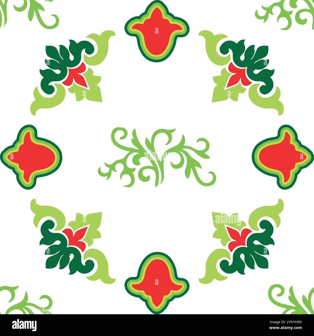 Islamic tulip, floral geometry. Tatar seamless pattern. Culture of the ...
