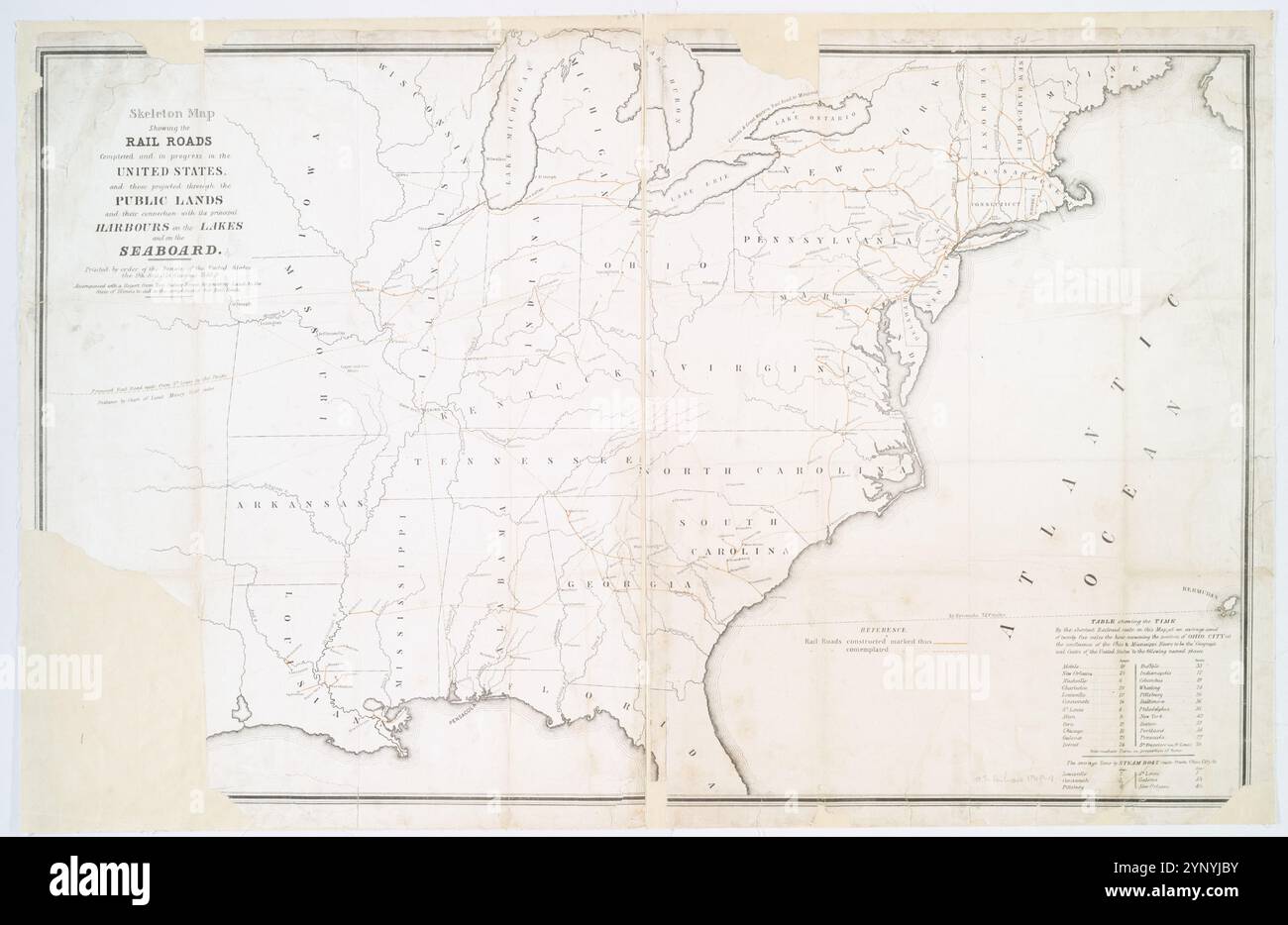 Skeleton map showing the rail roads completed and in progress in the ...