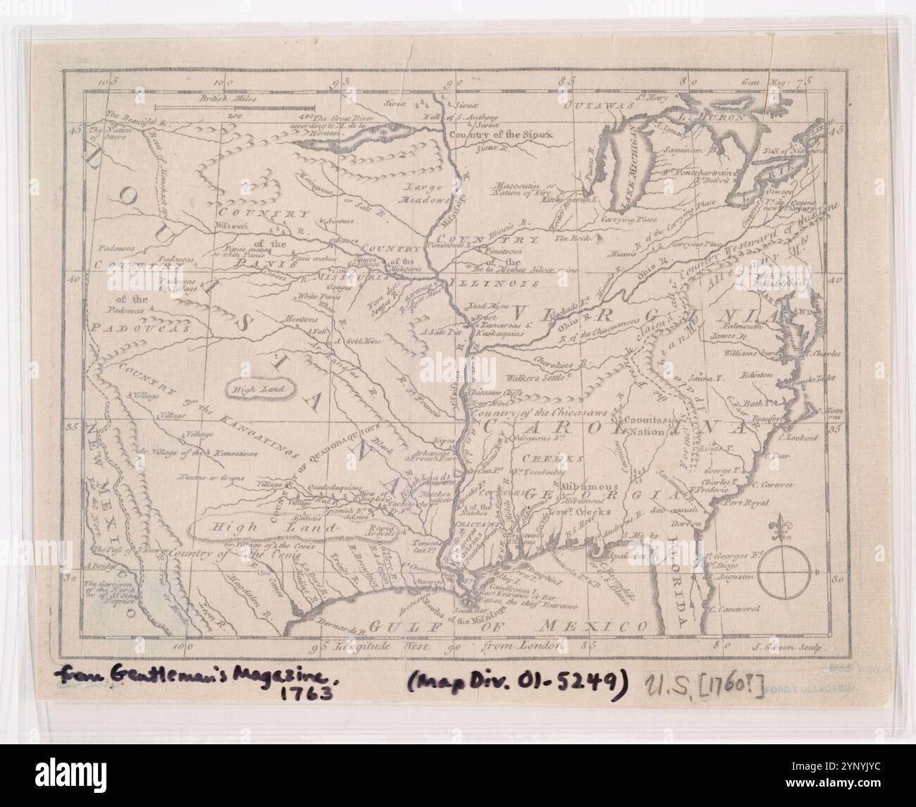 Map of Spanish Louisiana and the American colonies 1763 by Gibson, John ...