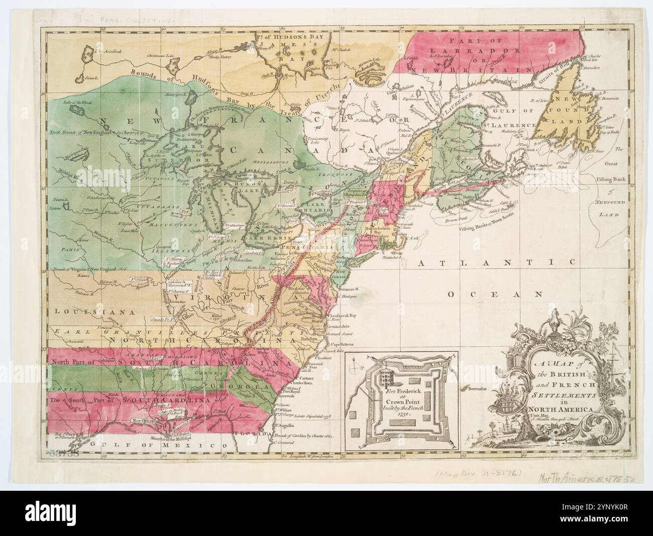 A Map of the British and French settlements in North America 1755 Stock ...