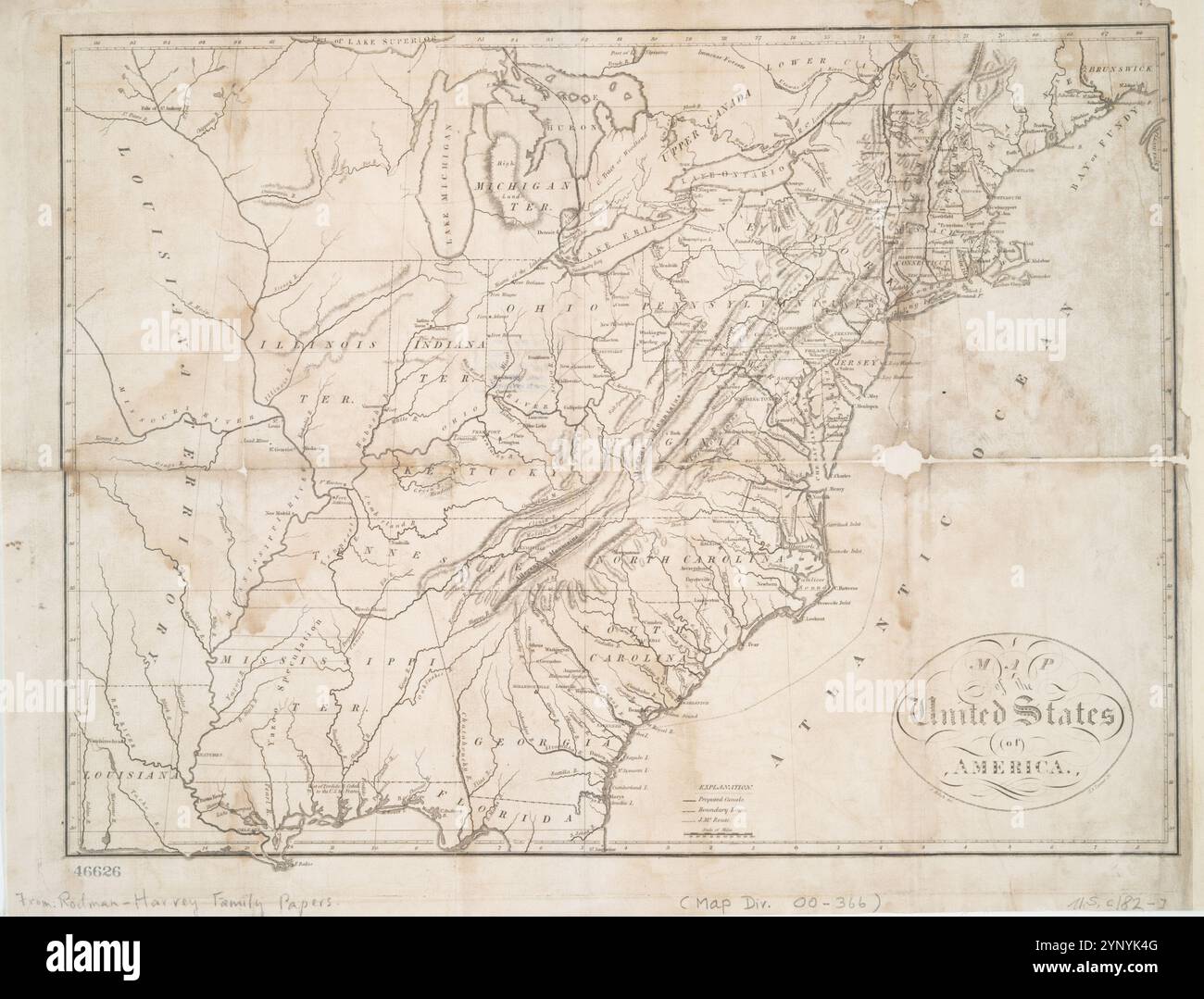Map of the United States of America 1815 by Tanner, Henry Schenck, 1786 ...