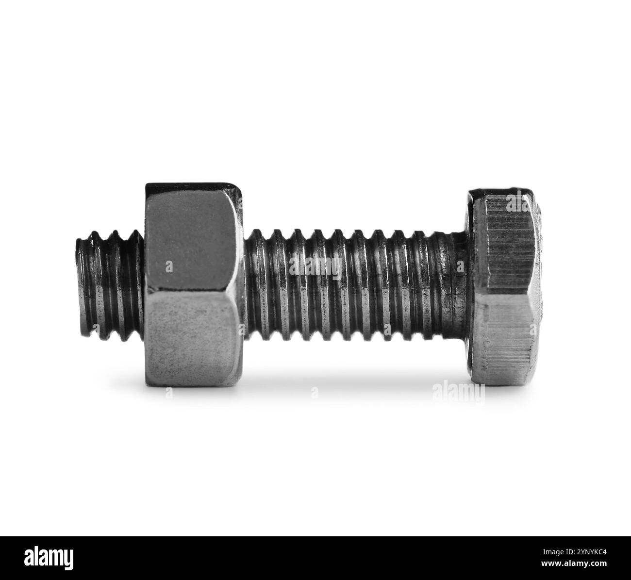 Tap bolt with nut isolated on white background Stock Photo - Alamy