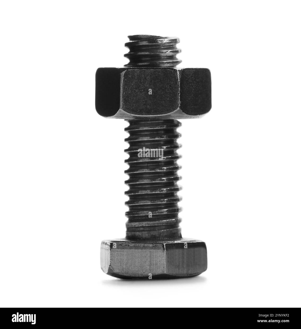 Tap bolt with nut isolated on white background Stock Photo - Alamy