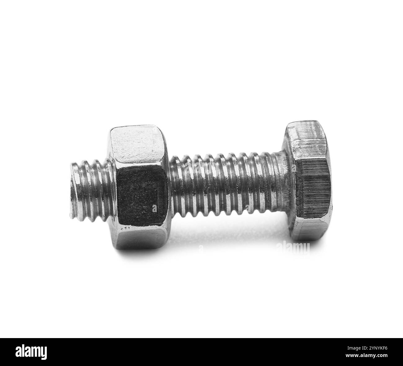 Tap bolt with nut on white background Stock Photo - Alamy
