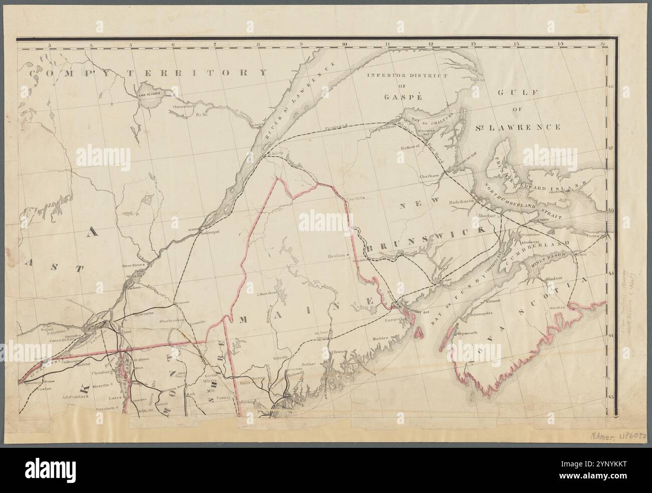 NE sheet of map of North America 1860 Stock Photo - Alamy