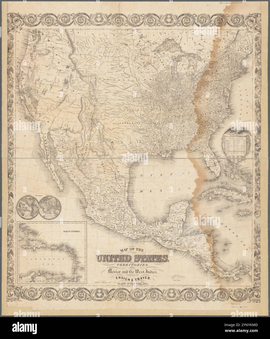 Map of the United States with its territories: also Mexico and the West ...