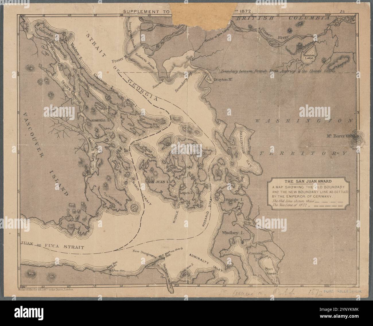 The San Juan award: a map showing the old boundary and the new boundary ...