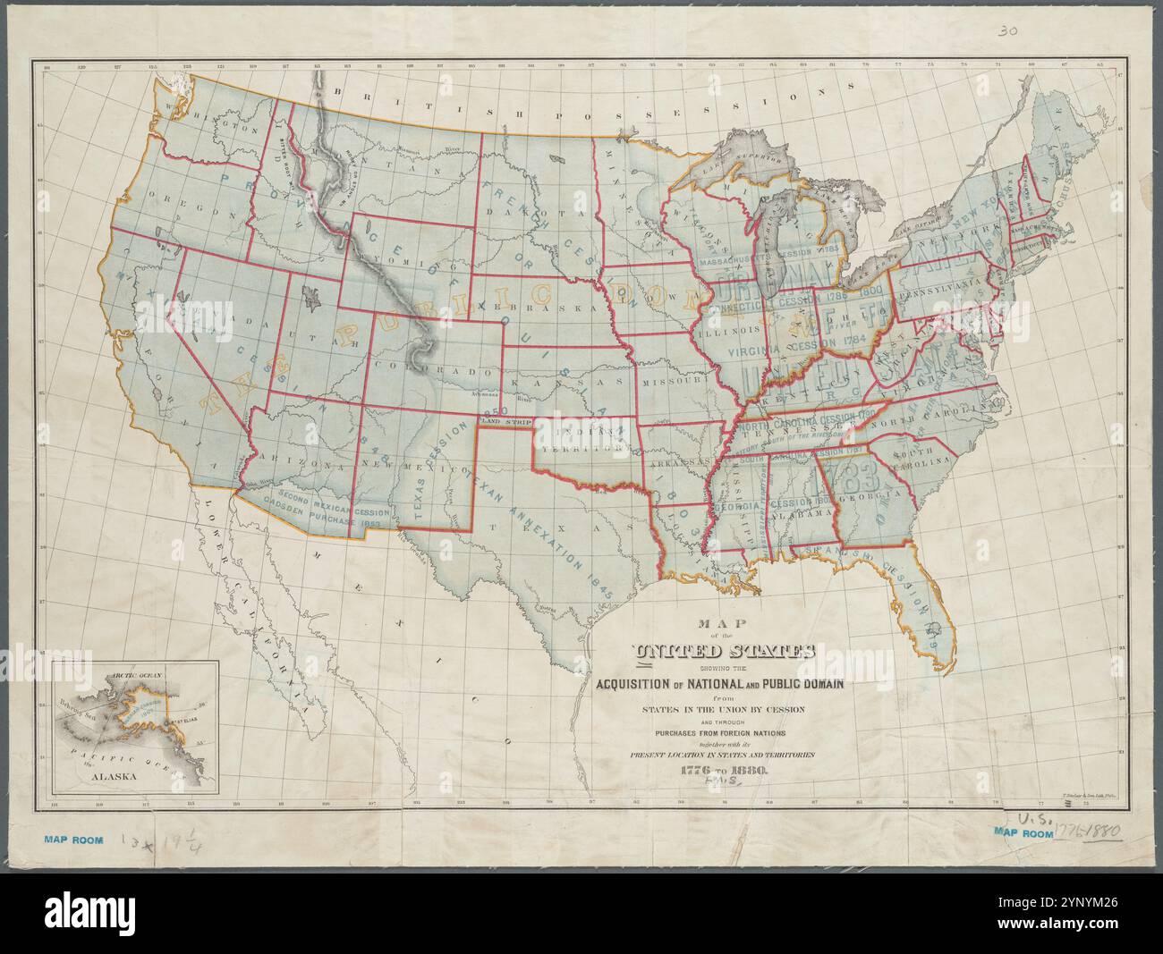 Map of the United States showing the acquisition of national and public ...