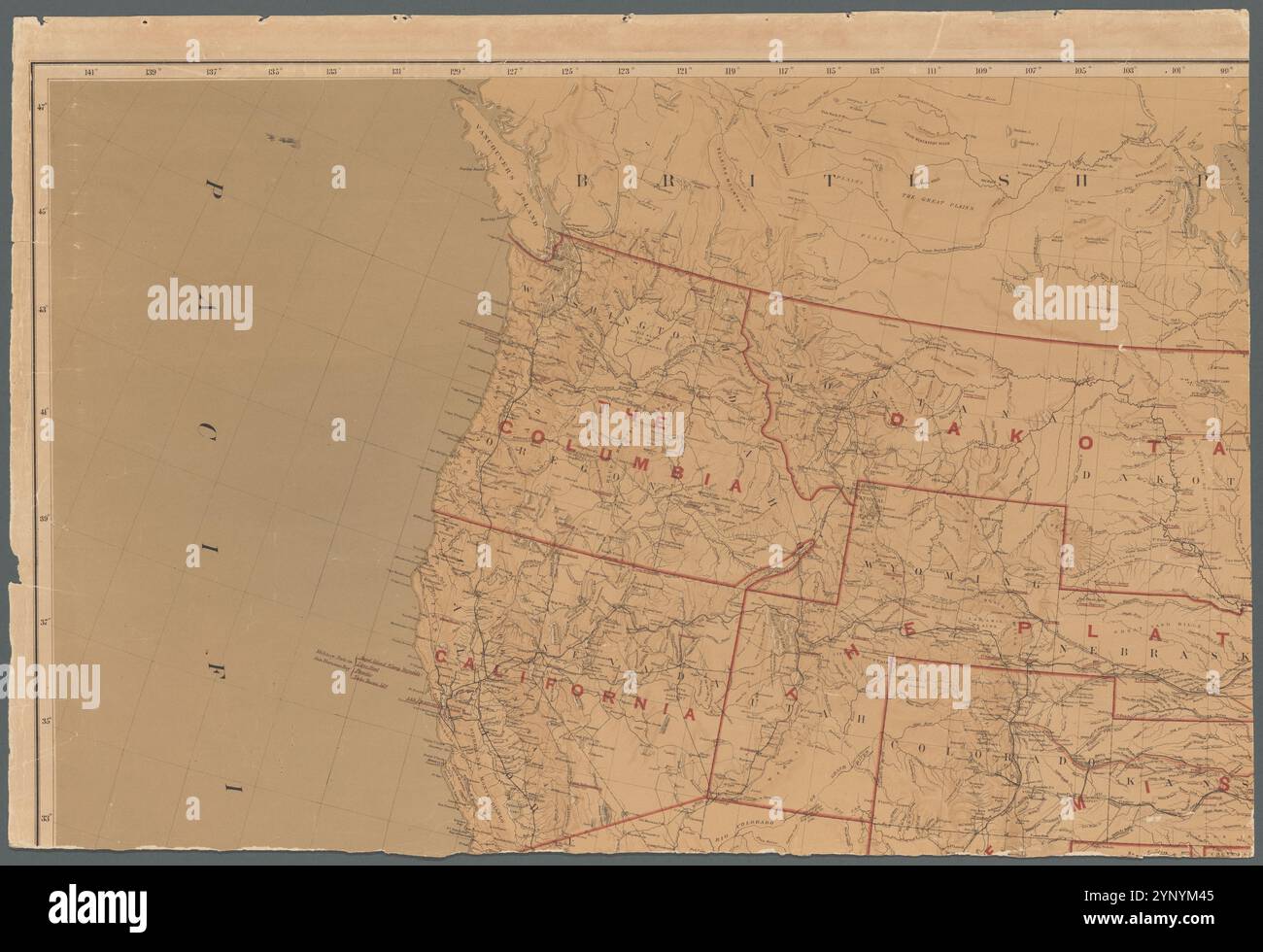 Map showing the limits of the military departments and the positions of ...