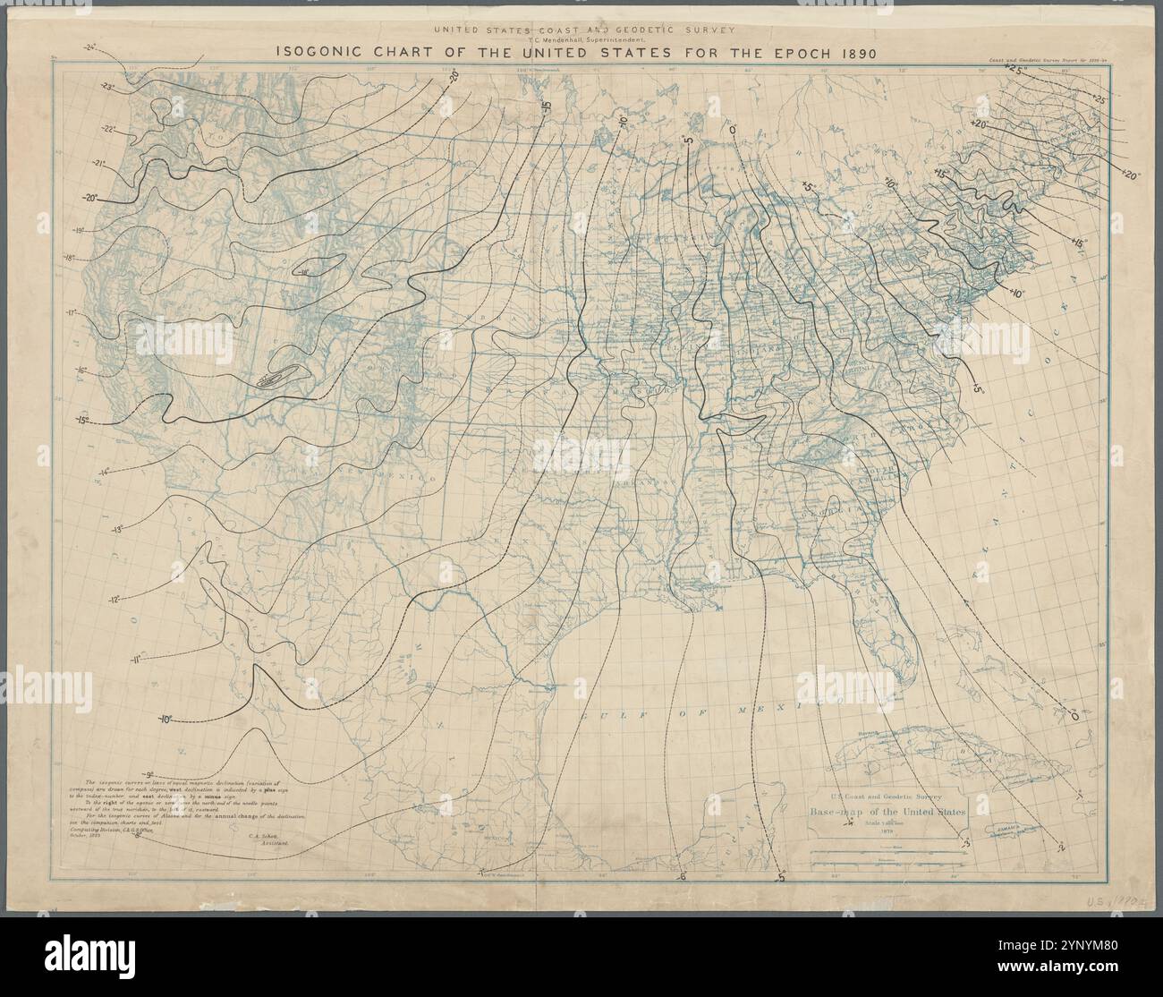 Isogonic chart of the United States for the epoch 1890 1890 by U.S ...