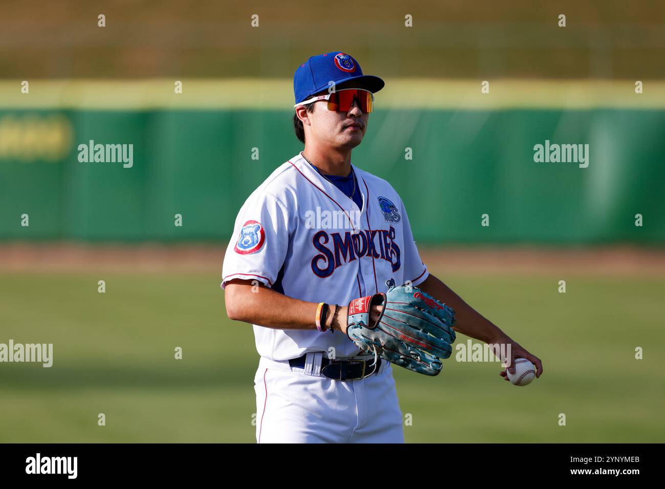 Tennessee Smokies center fielder Brett Bateman (6) warms up prior to ...