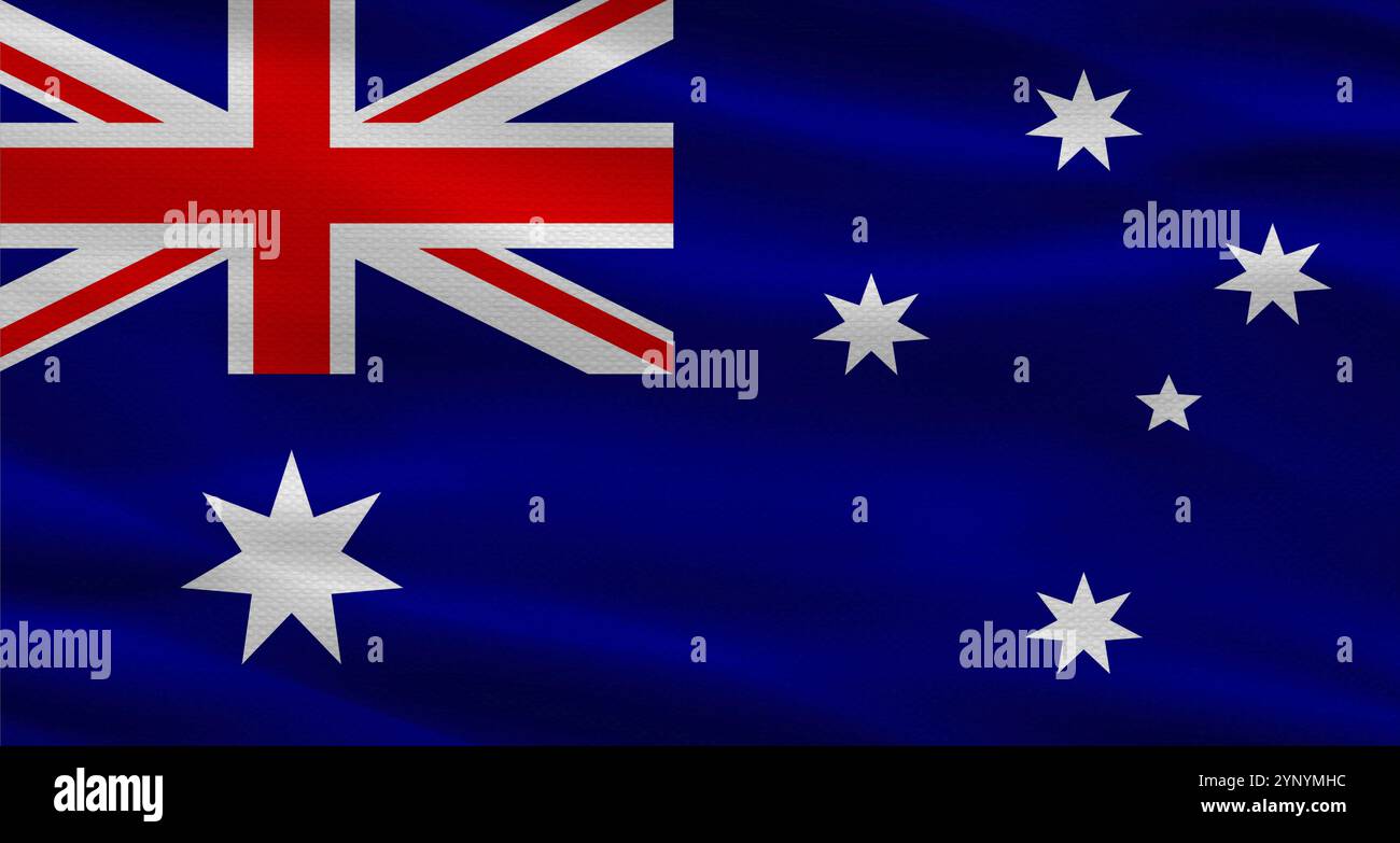 Australian flag with a fabric texture waving. Close up of flag of ...