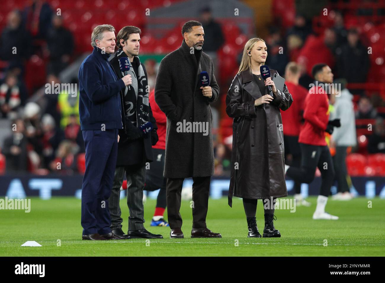 LIVERPOOL, UK - 27th Nov 2024: Laura Woods with Rio Ferdinand, Gareth ...