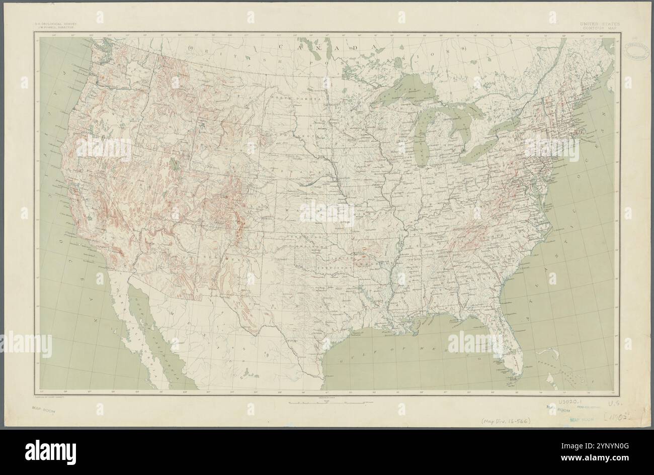 United States contour map 1890 Stock Photo - Alamy