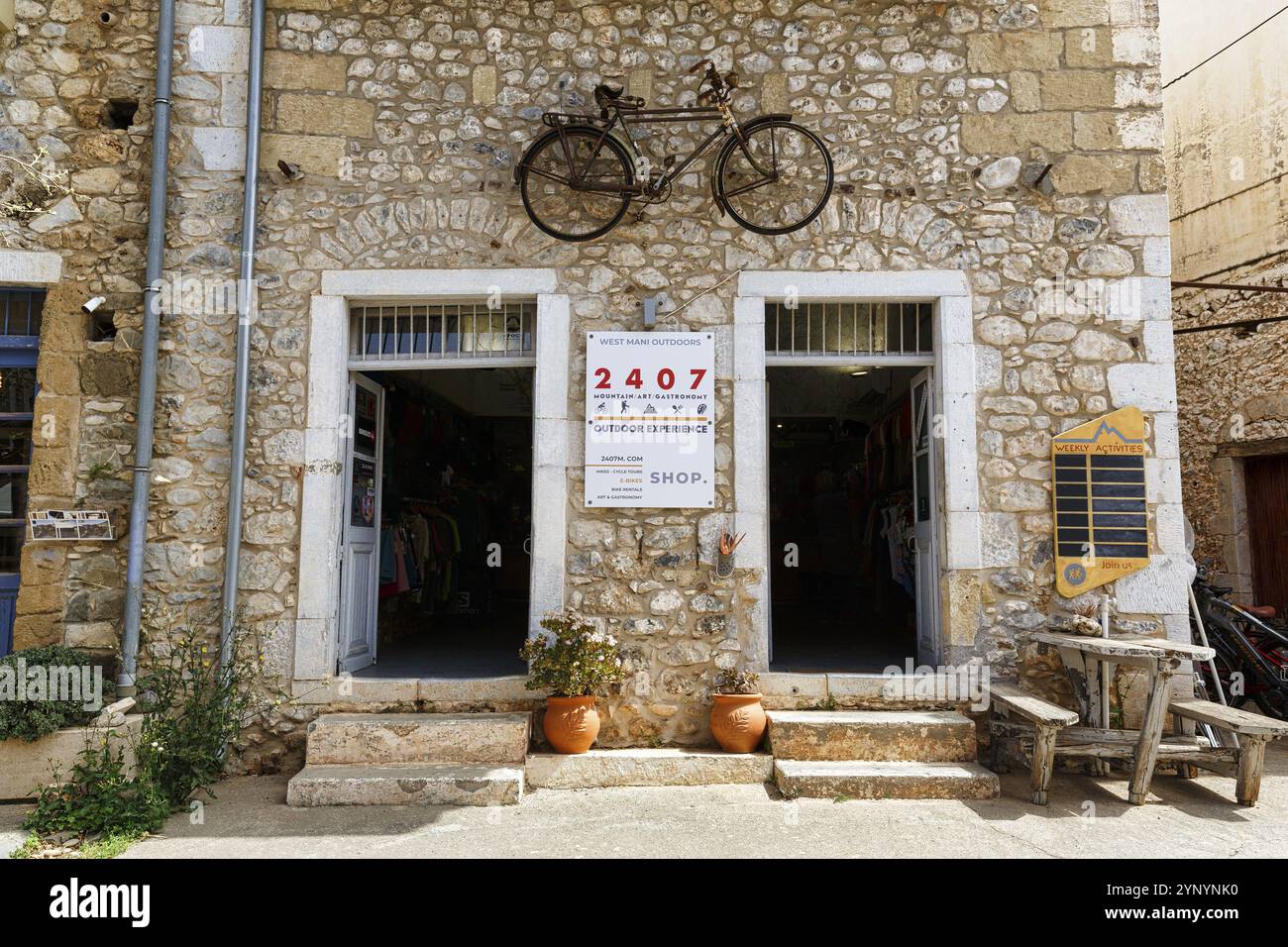 Facade with bicycle, outdoor activities, logo 2407, typical stone house ...