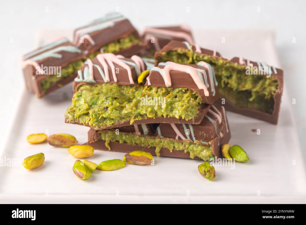 Trend Dubai chocolate with pistachio paste and kataifi dough Stock ...