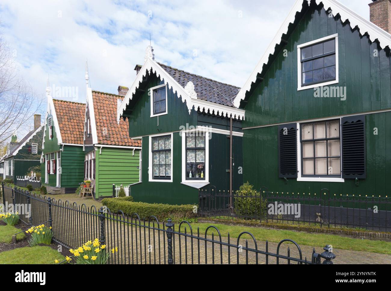 Authentic dutch wooden houses in the famous open-air museum Zaanse ...