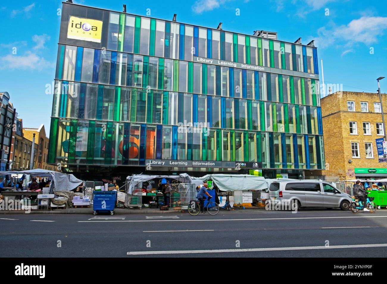 Ideas Store library and market stalls on Whitechapel Road in East ...
