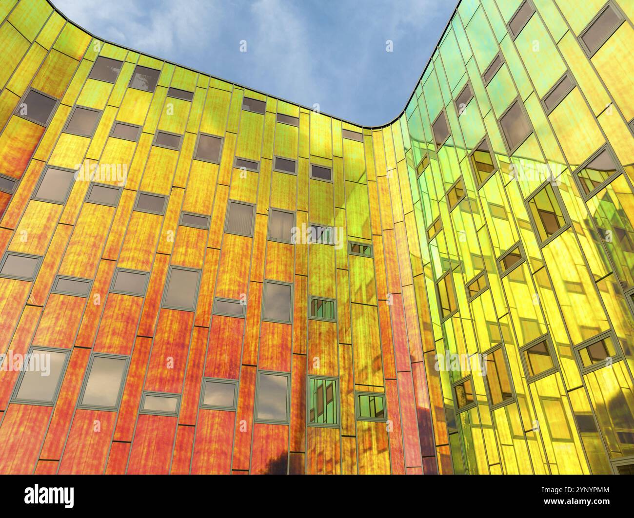 DEVENTER, NETHERLANDS, AUGUST 18, 2023: Colorful facade of a modern ...