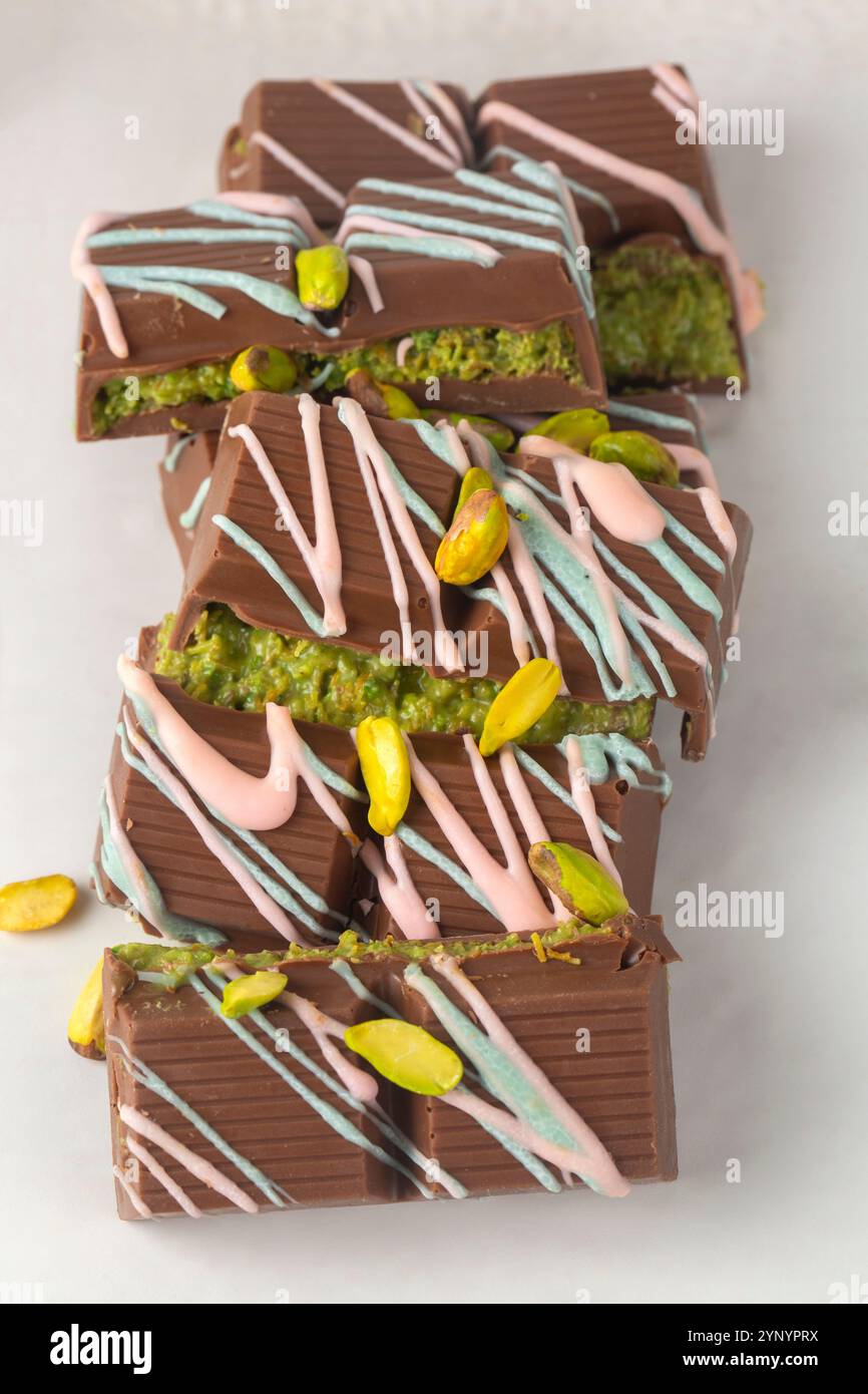Trend Dubai chocolate with pistachio paste and kataifi dough Stock ...