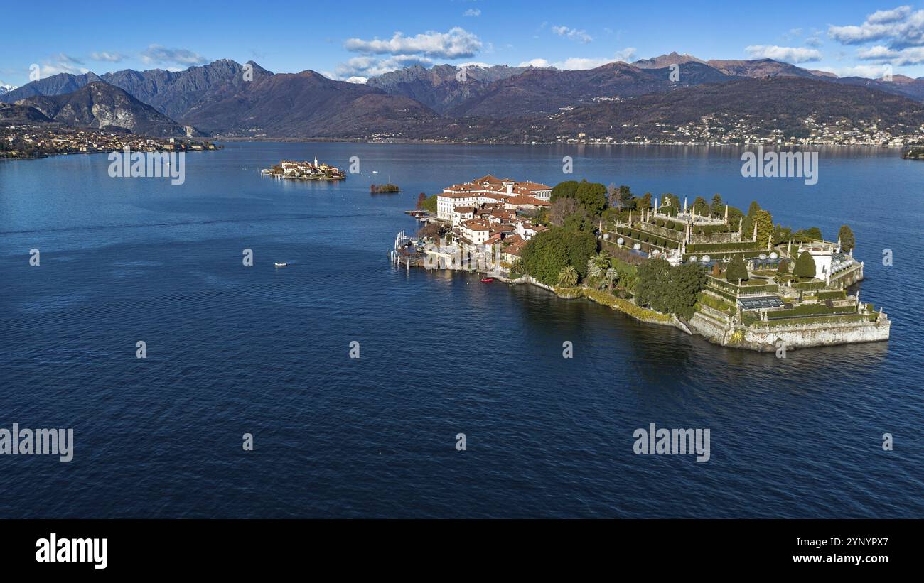 Aerial view of the Borromee islands on Lake Maggiore Stock Photo - Alamy