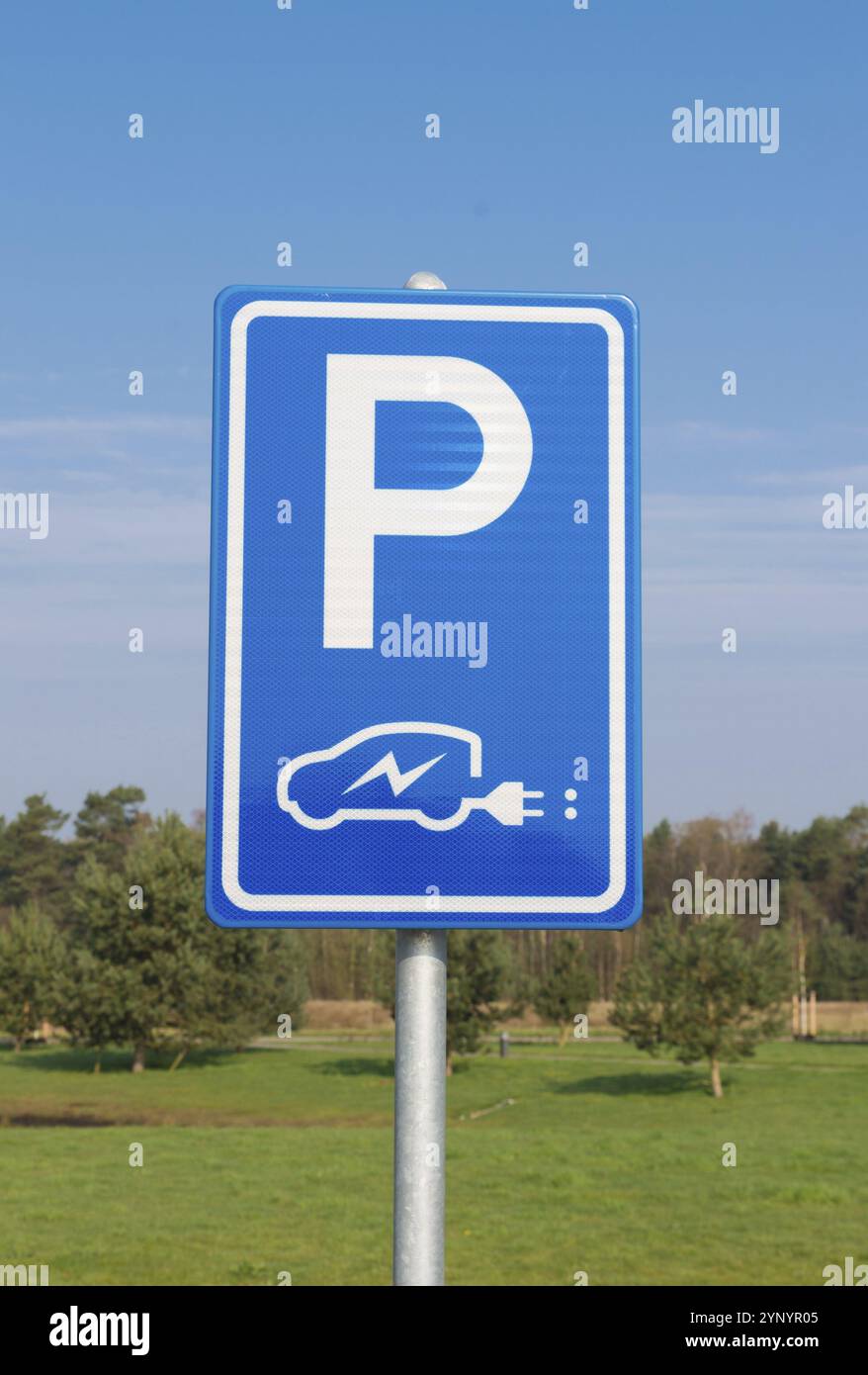 Blue parking sign for electric cars Stock Photo - Alamy