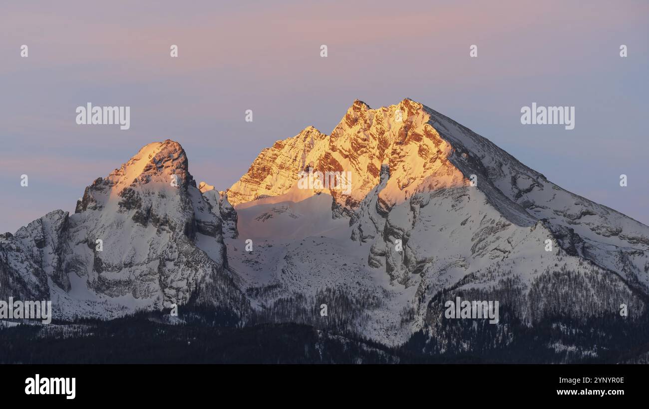 Panorama, Mountain Watzmann in national park Berchtesgadener Land at ...