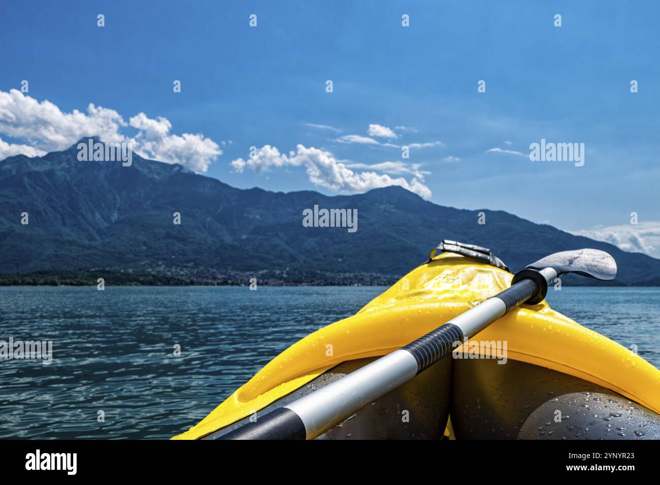 Canoeing scene on Lake Como Stock Photo - Alamy