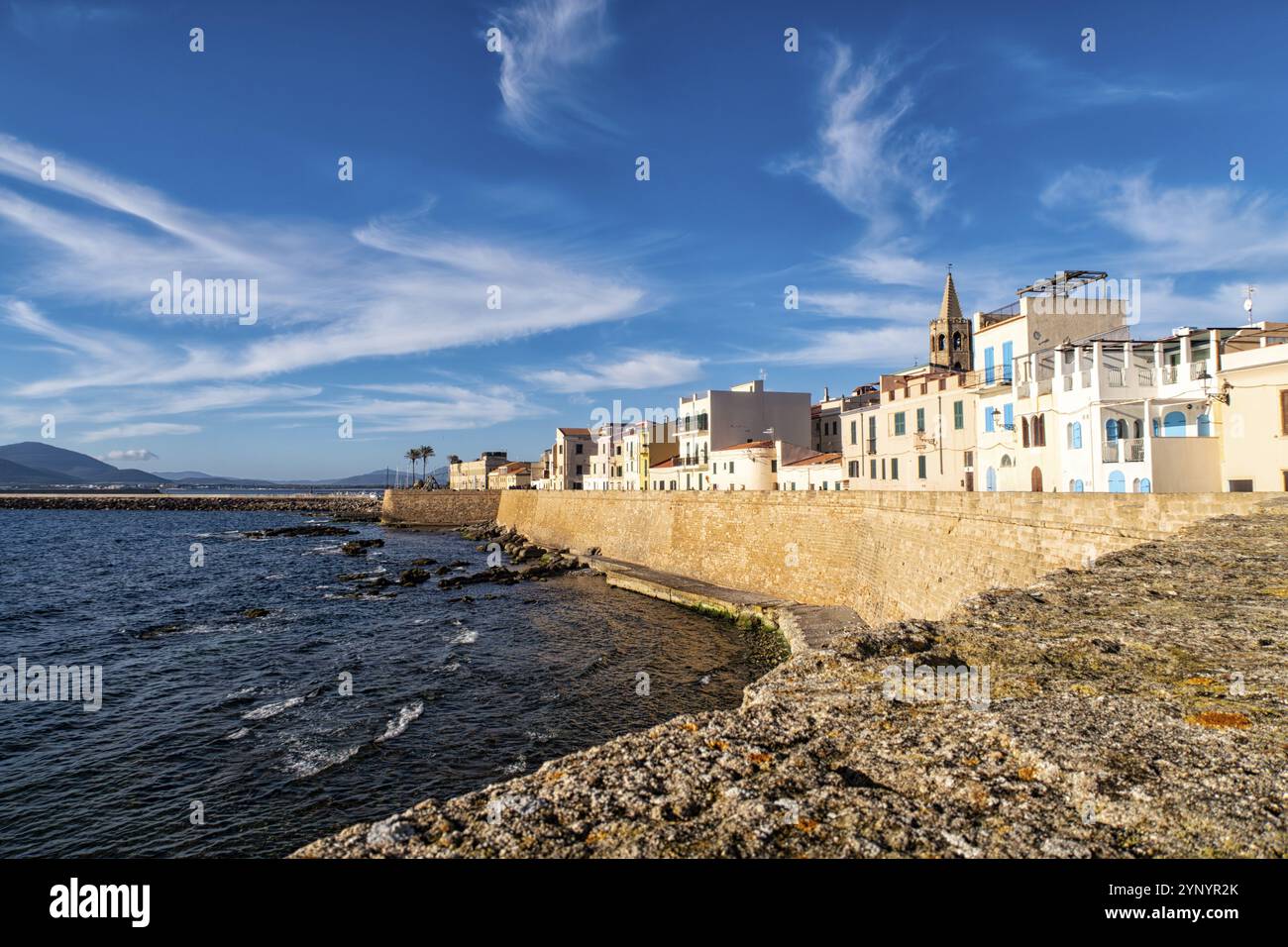 Waterfront of Alghero town in Sardinia Stock Photo - Alamy