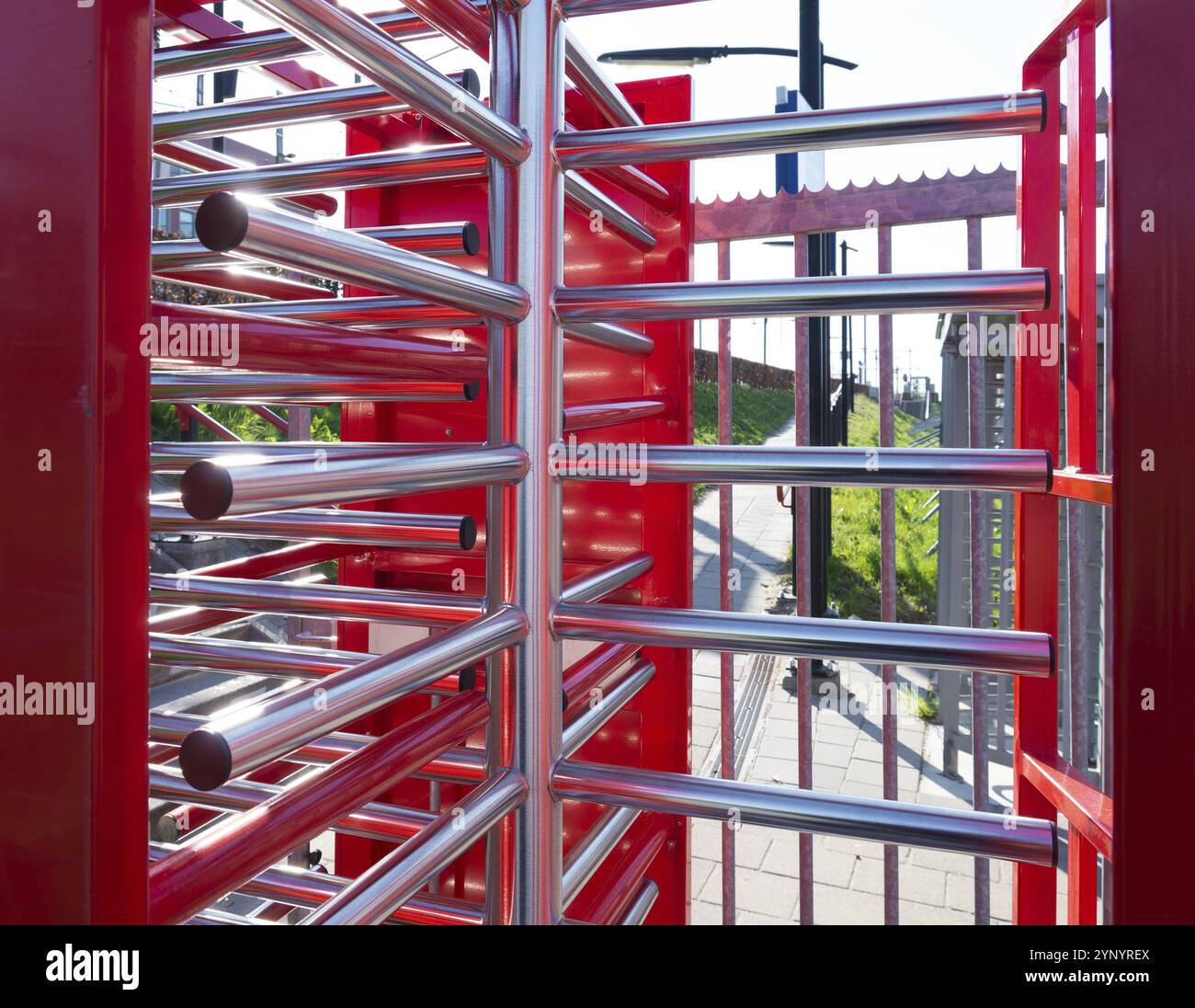 Metal security gate at a football stadium Stock Photo - Alamy