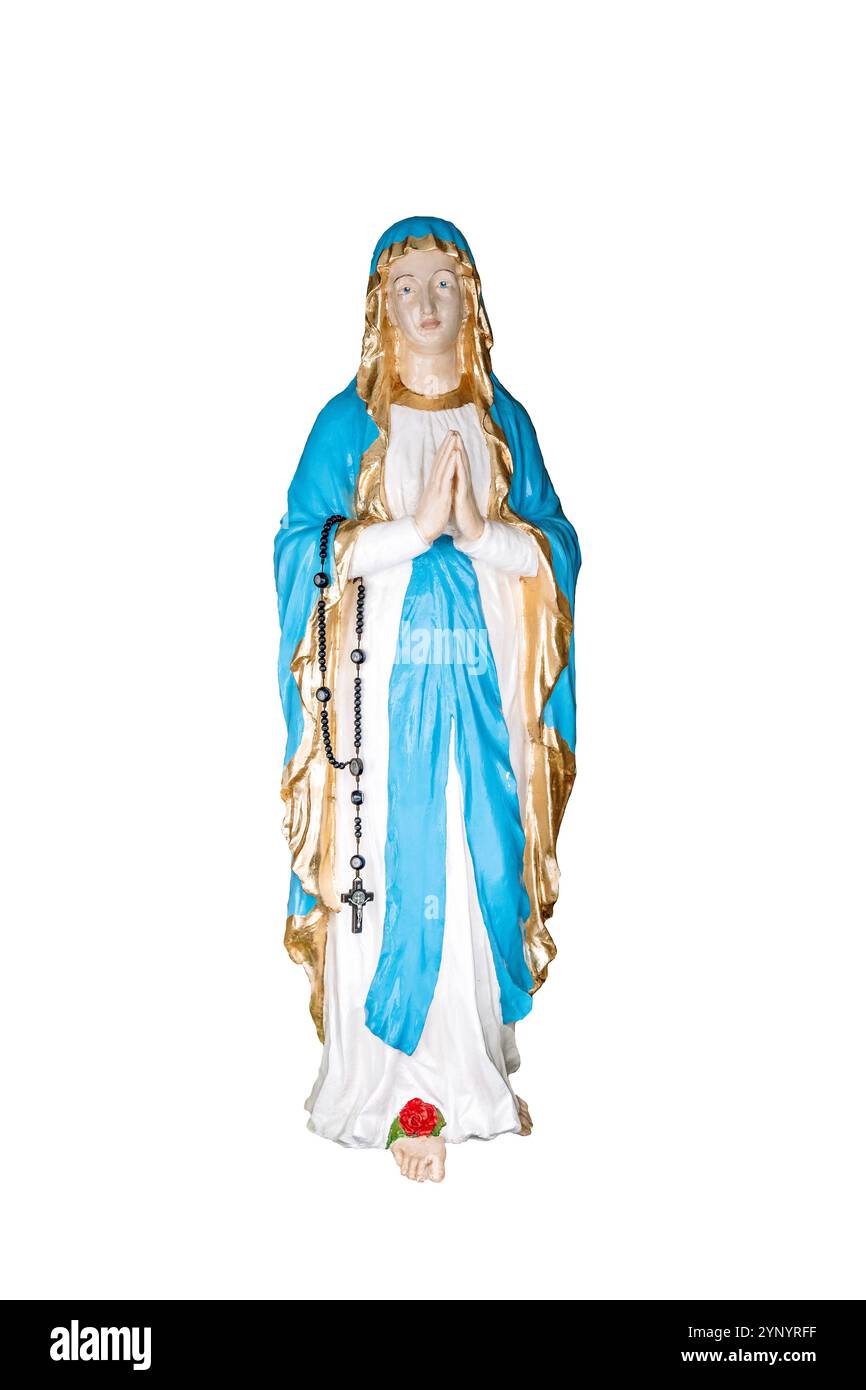 Virgin Mary statue isolated. Catholic mother Virgin Mary statue on ...