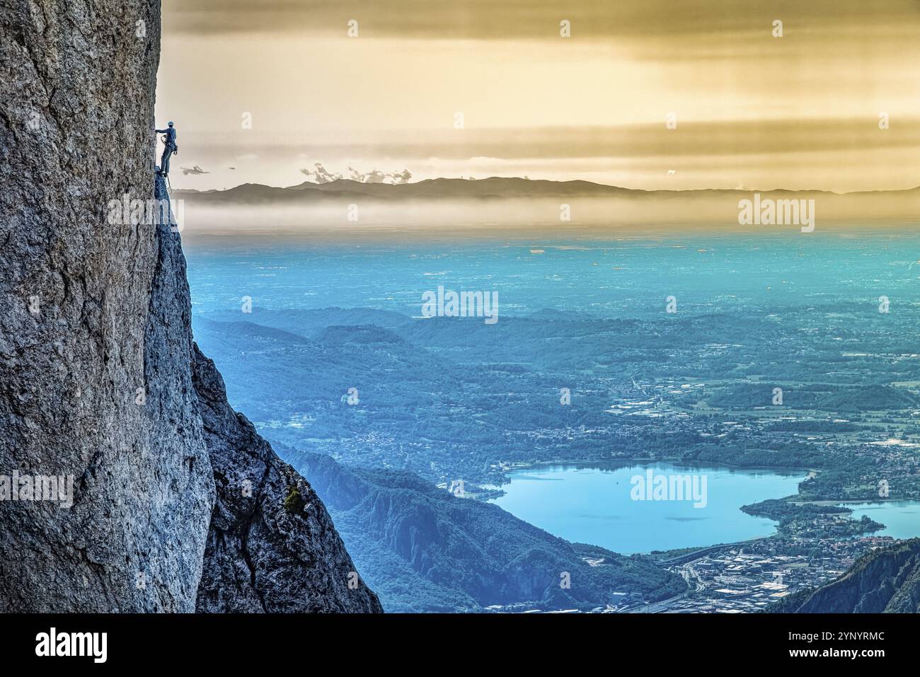 Climbing scene on Grigna mountain in the alps of Lecco Stock Photo - Alamy