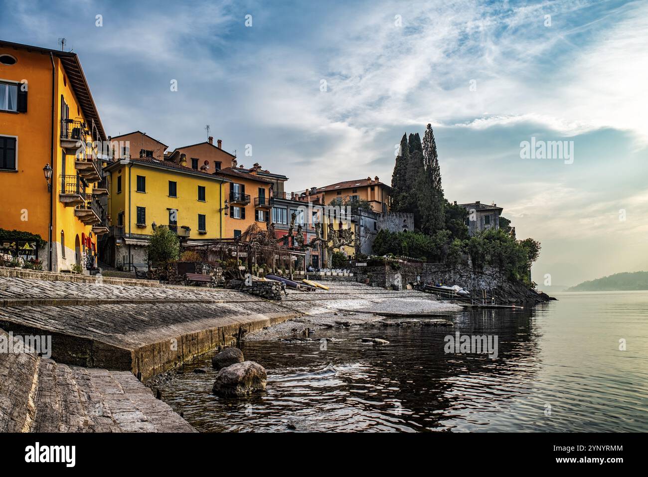 Lakeside of Varenna at sunset Stock Photo - Alamy