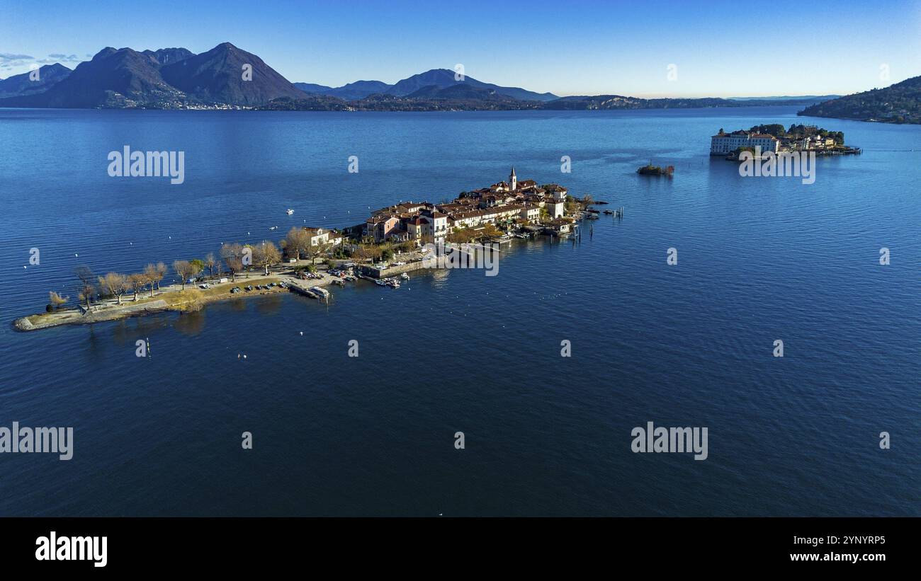 Aerial view of the Borromee islands on Lake Maggiore Stock Photo - Alamy