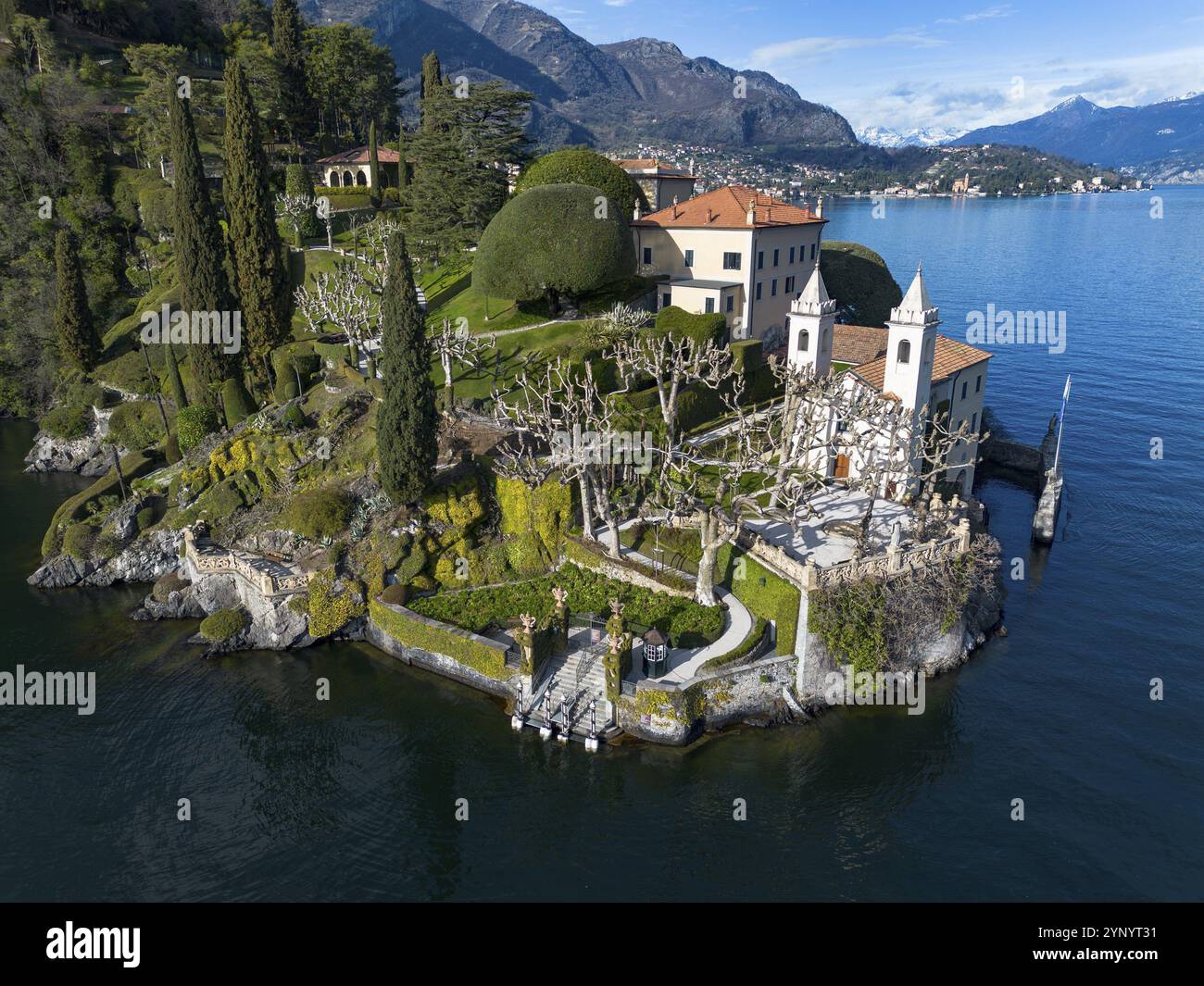 Aerial view of Villa Balbianello peninsula on Lake Como Stock Photo - Alamy