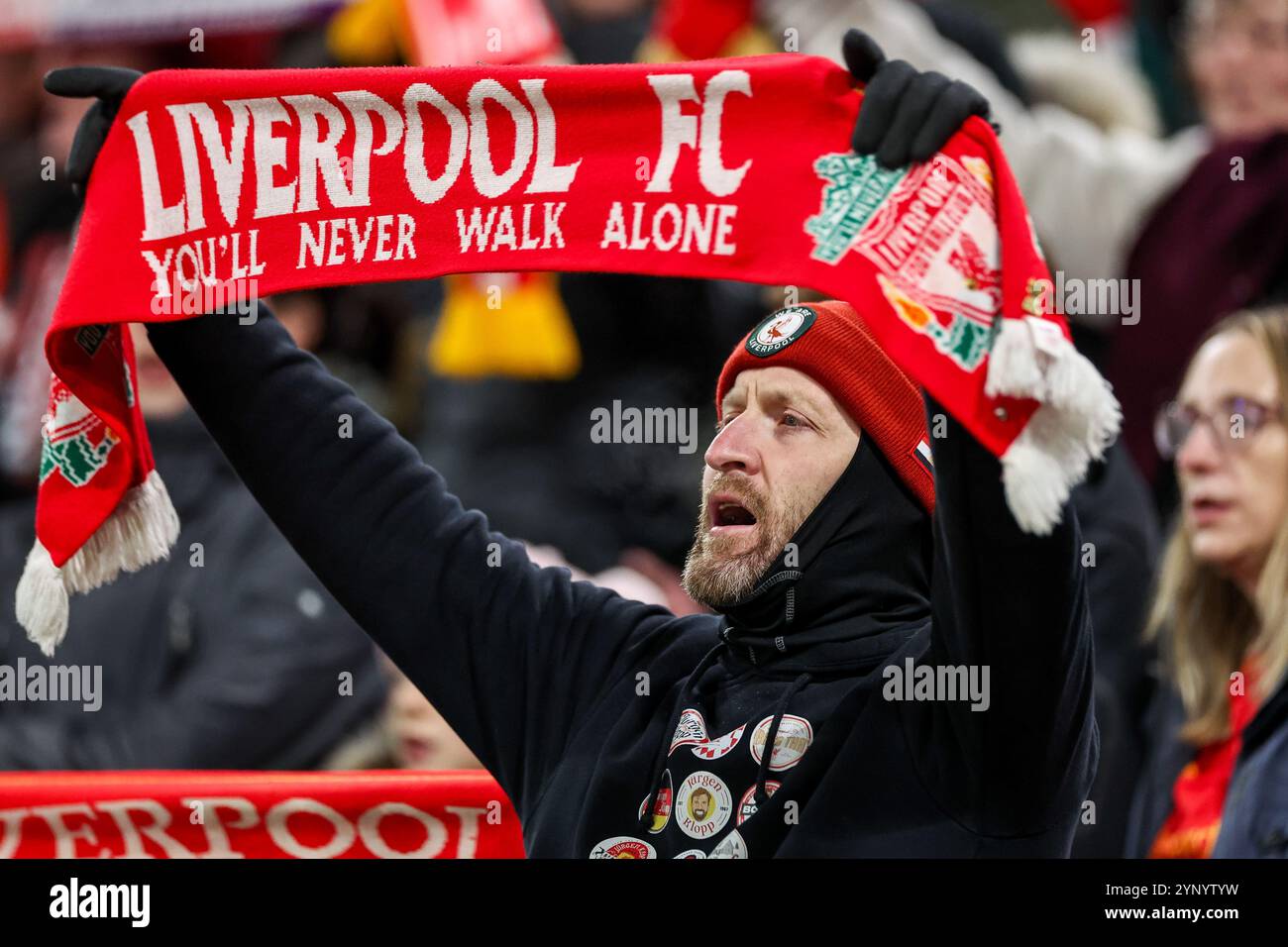 Liverpool fans sing You’ll Never Walk Alone prior to the UEFA Champions ...