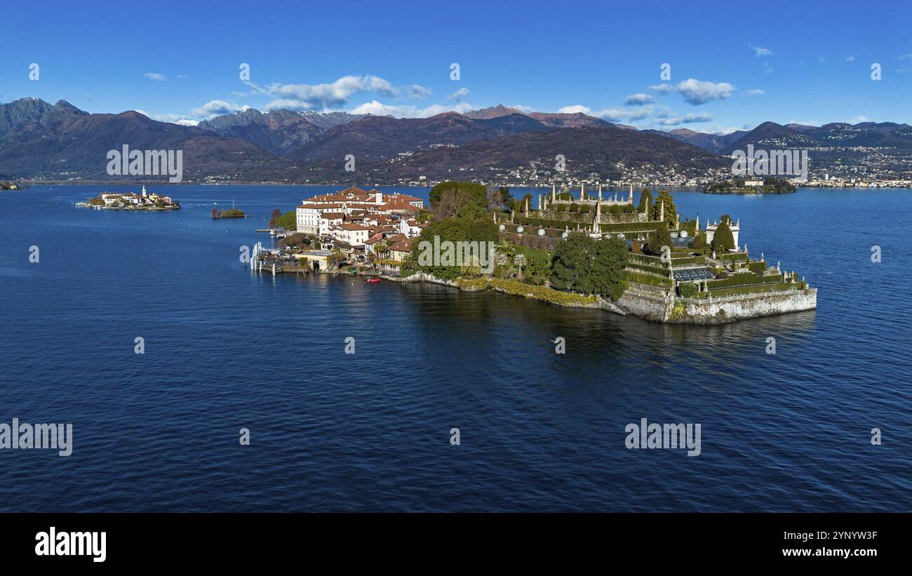 Aerial view of the Borromee islands on Lake Maggiore Stock Photo - Alamy