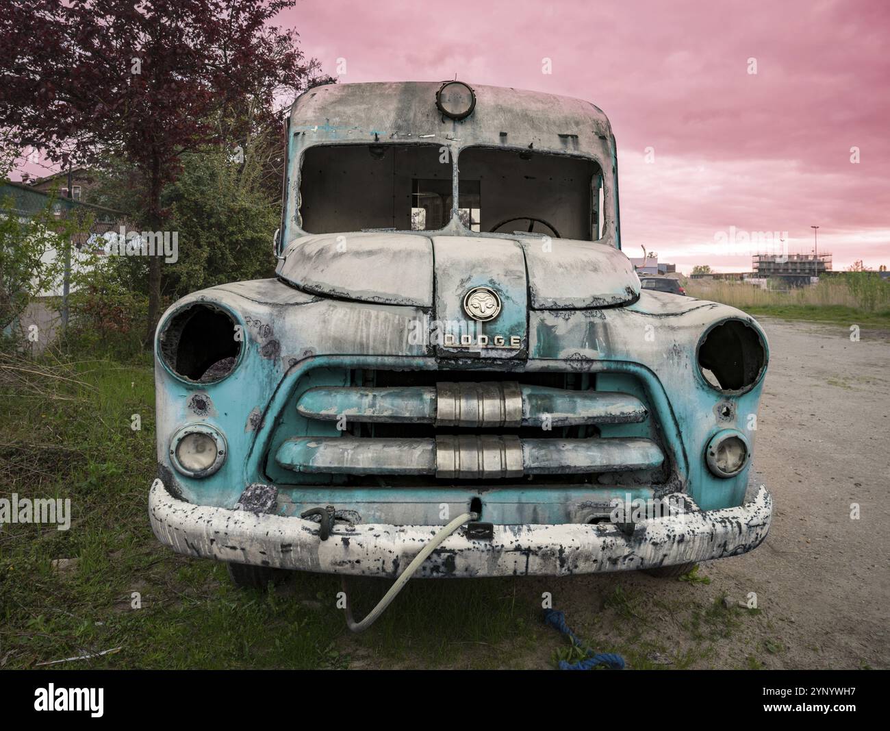 HENGELO, NETHERLANDS, MAY 2, 2023: Old and broken dodge ambulance car ...