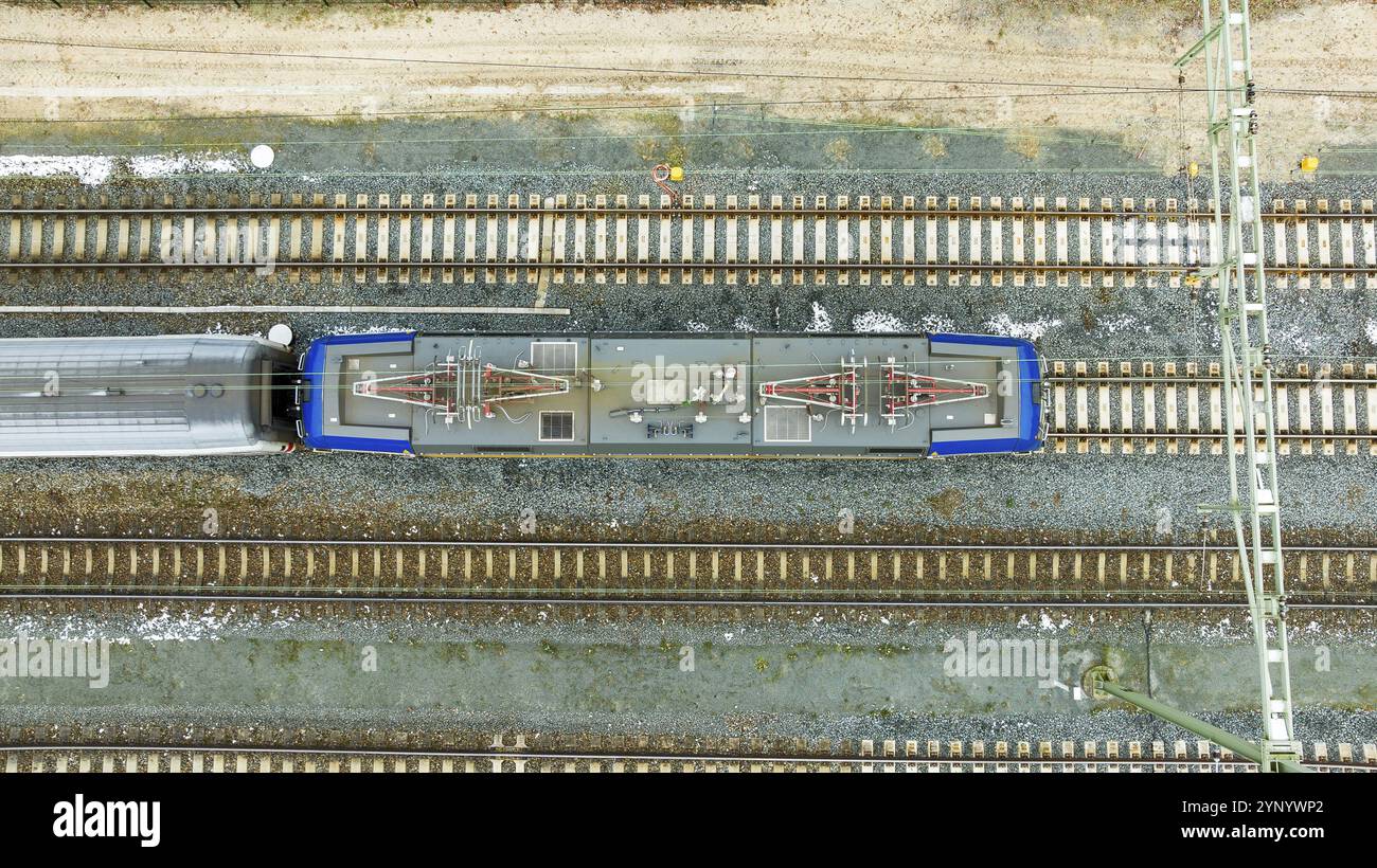 Top down view of a Dutch Railways (NS) locomotive at Oldenzaal station ...