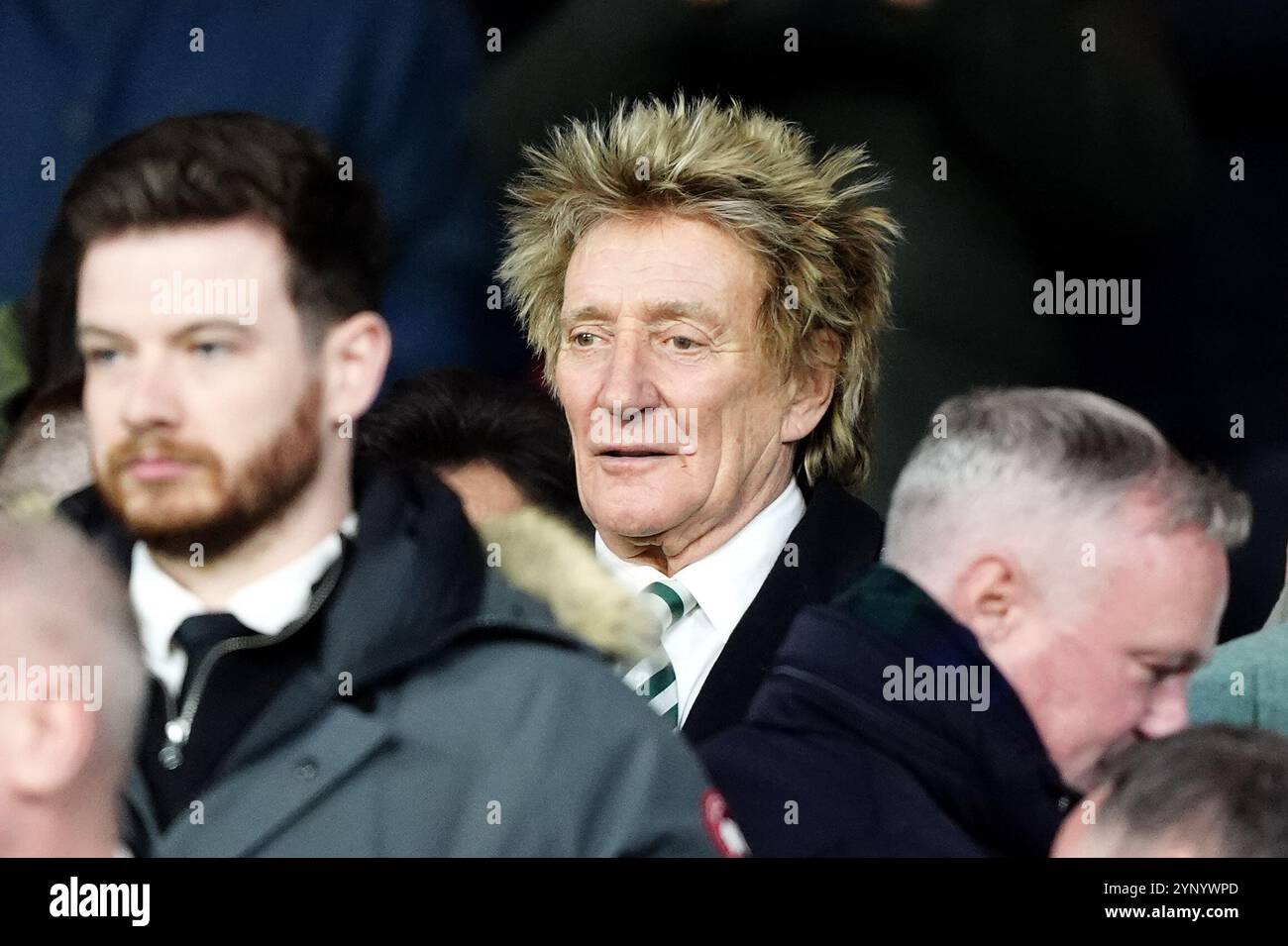 Celtic fan Rod Stewart in the stands during the UEFA Champions League ...