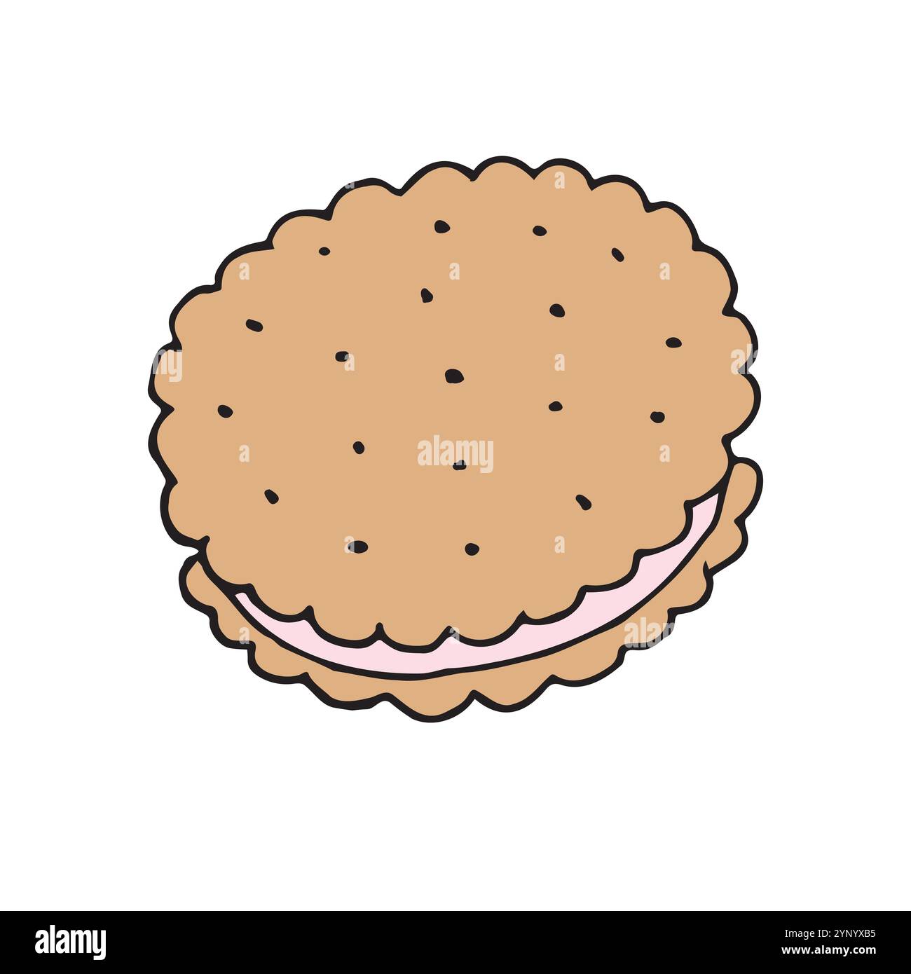 Vector hand drawn sketch doodle colored cookie isolated on white ...