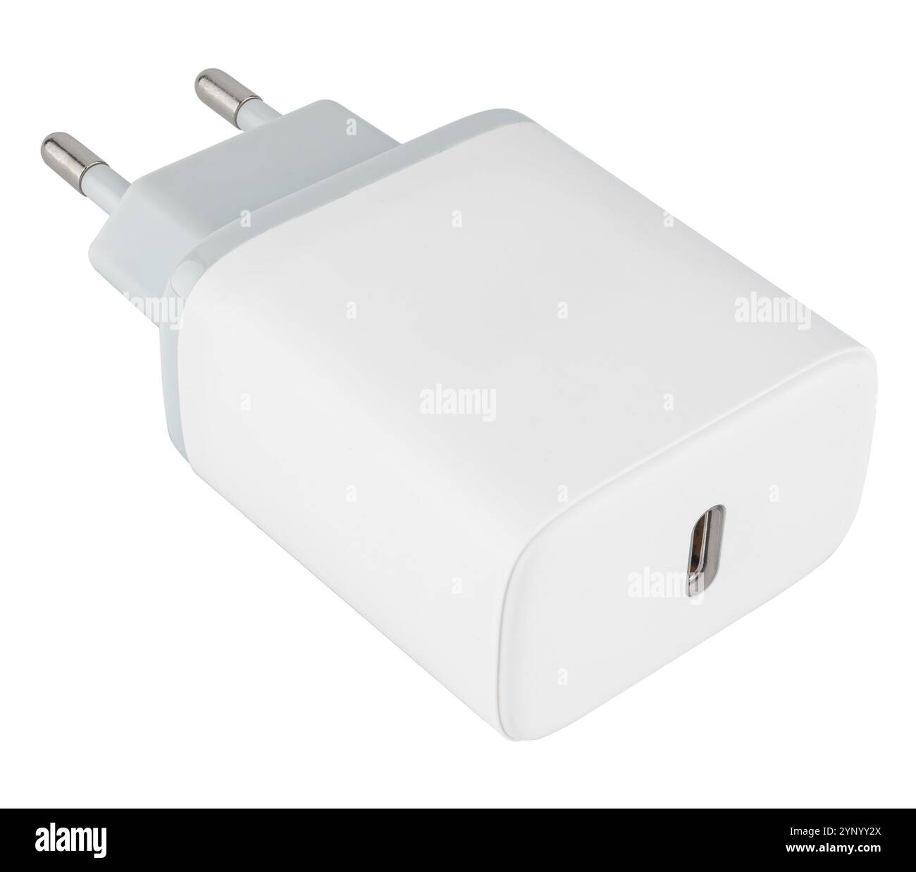 Power supply for tablet phone, adapter white color, on white background ...