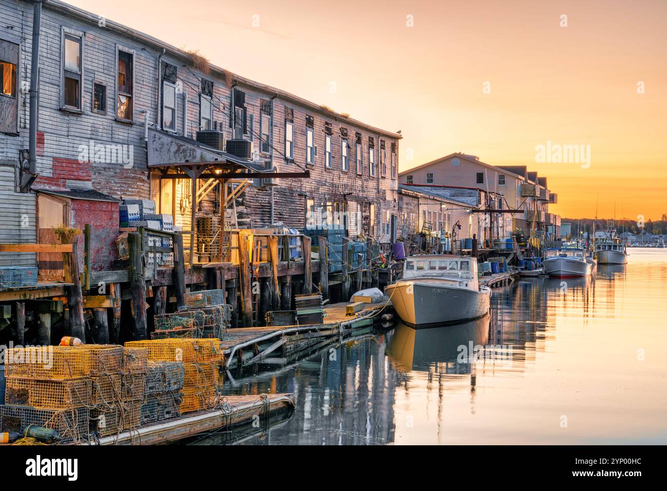 Historic Old Port and Fish Market at Sunrise Portland Maine, New ...