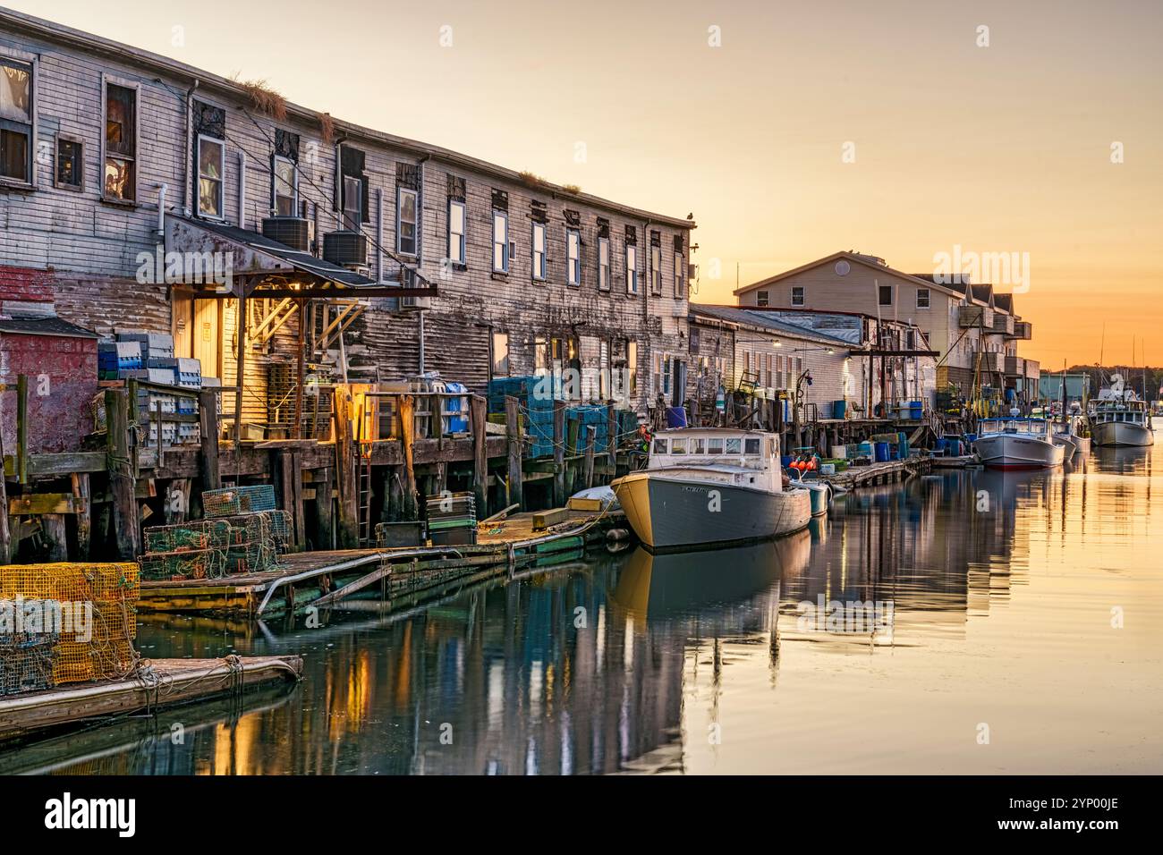 Historic Old Port and Fish Market at Sunrise Portland Maine, New ...