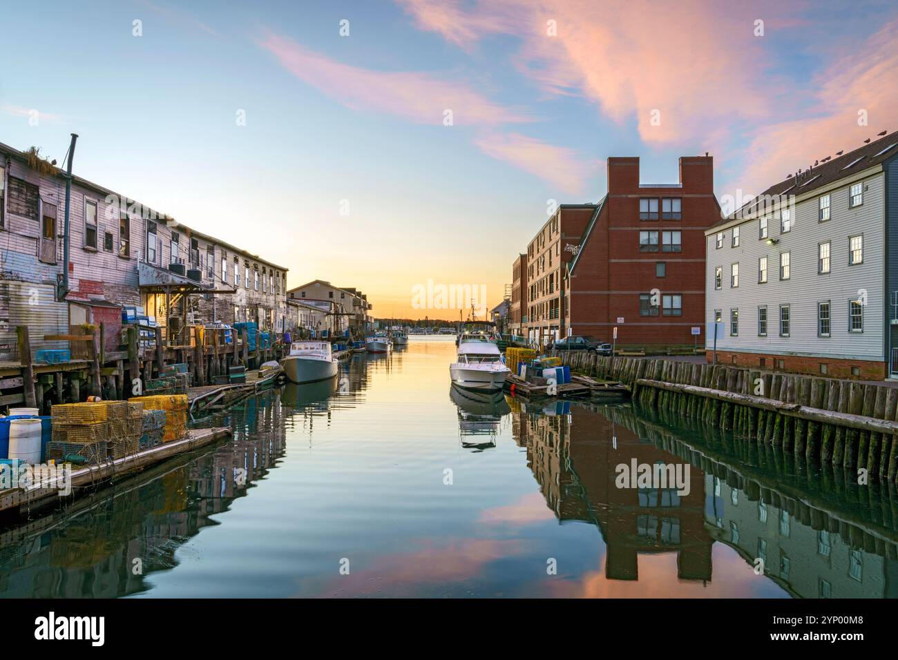 Historic Old Port and Fish Market at Sunrise Portland Maine, New ...