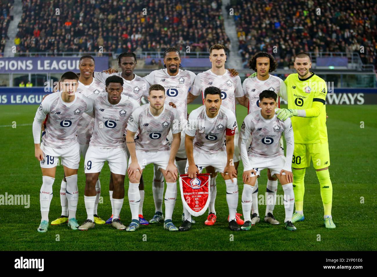 LOSC Lilla for team photo lined up during Bologna FC vs LOSC Lille ...