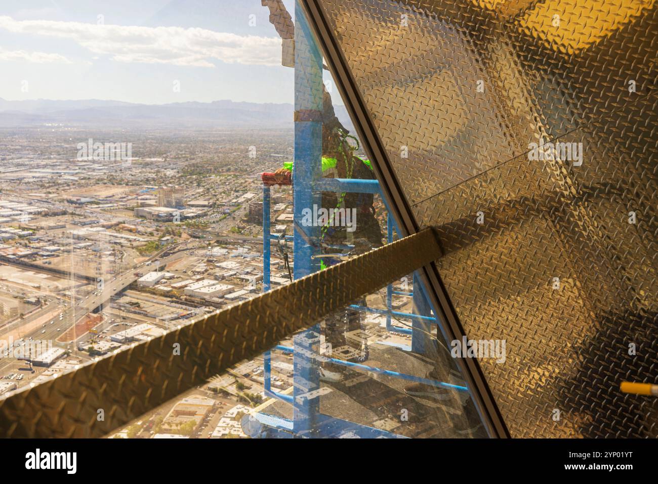 Person preparing for controlled jump from platform of hotel casino The ...